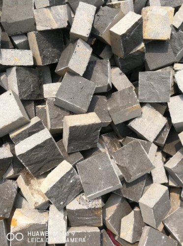 Black Basalt Cube Stone Double Sides Natural Split Finish Way